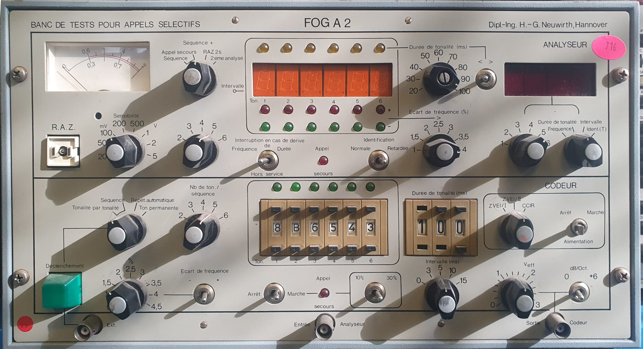 Banc de test pour appel sélectif type FOG A2 – Conservatoire des ...
